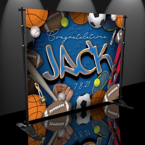 Celebration Sports Custom Birthday Party Backdrop Sports Themed Bar ...