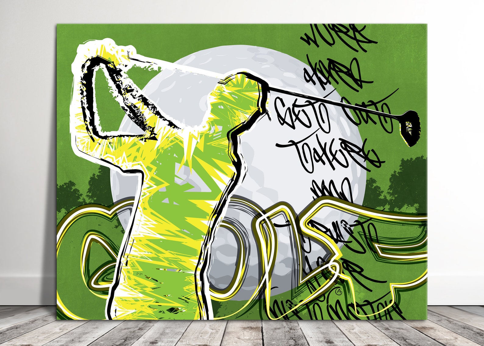 Golf Graffiti Wall Art Large Sports Canvas Room Decor Boys Art Man Cave ...