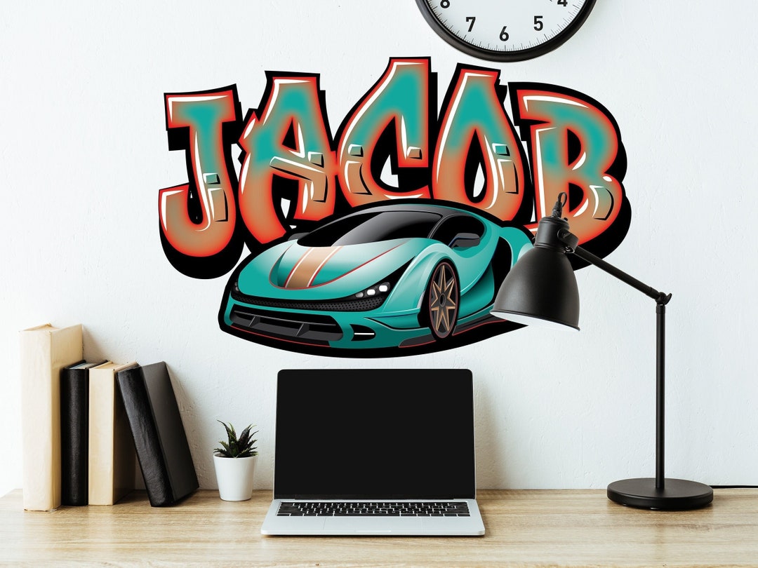 Supercar Name Kids Removable Wall Decal Custom Color Large Graffiti ...