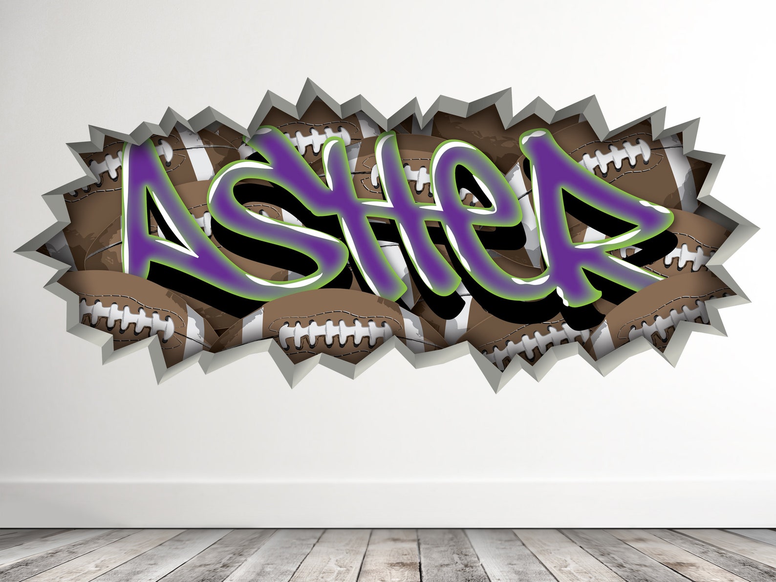 Football Graffiti Name Removable Wall Decal Art Sports Large Sticker ...