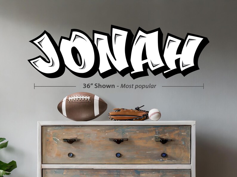 Personalized Graffiti Style Name Wall Decal in Black and White - Etsy