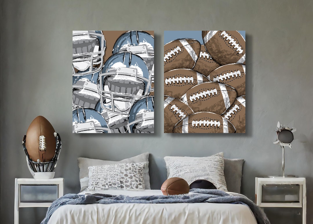 Set of 2 Football Canvas Art Sports Wall Decor Large Canvas for Kids ...