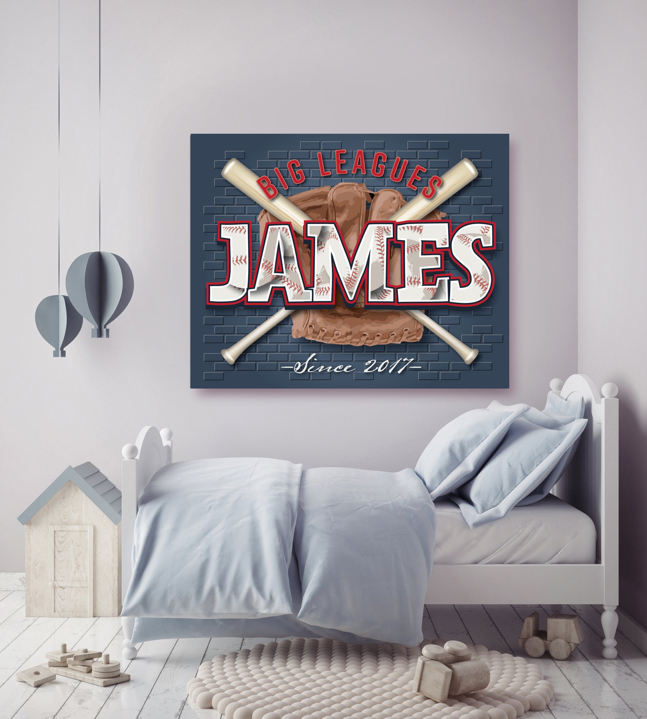Baseball Art Custom Sports Art Boys Room Decor Nostalgic Kids | Etsy