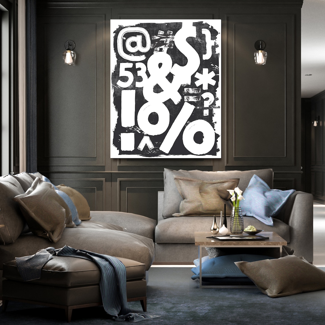 Weathered Symbols Modern Art Modern Art Canvas Contemporary | Etsy