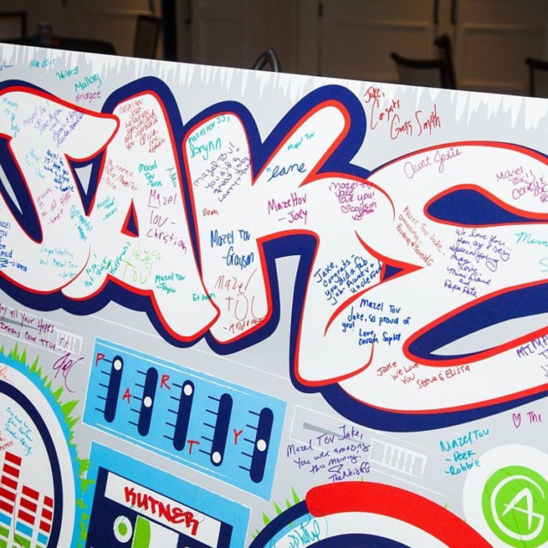 Graffiti Signable Memories Canvas Music Art Birthday Party Event Decor ...