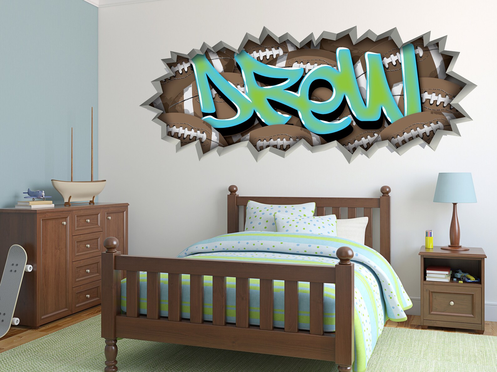 Football Graffiti Name Removable Wall Decal Art Sports Large Sticker ...