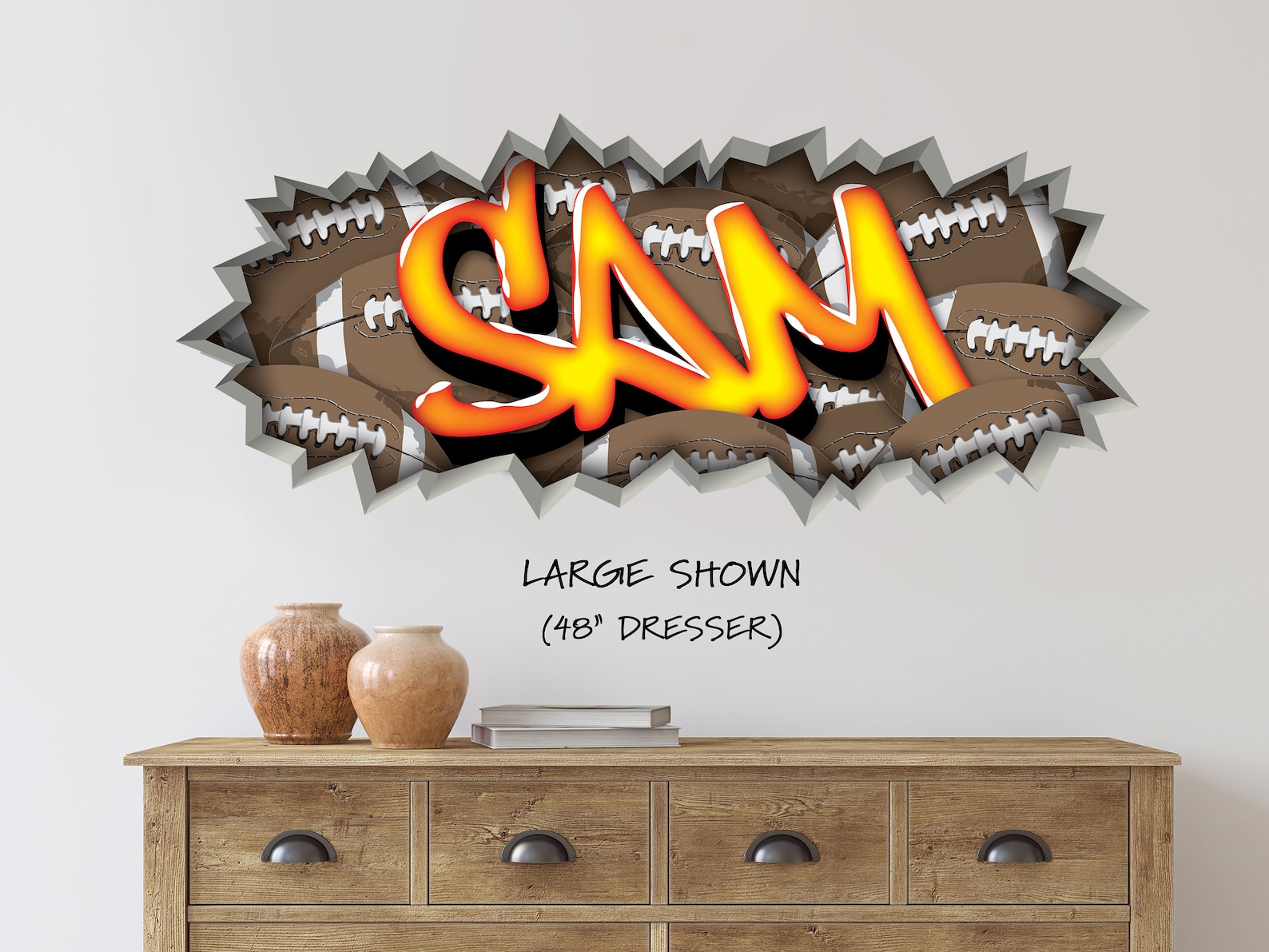 Football Graffiti Name Removable Wall Decal Art Sports Large Sticker ...