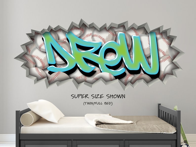 Original Baseball Art Graffiti Name Removable Wall Decal | Etsy