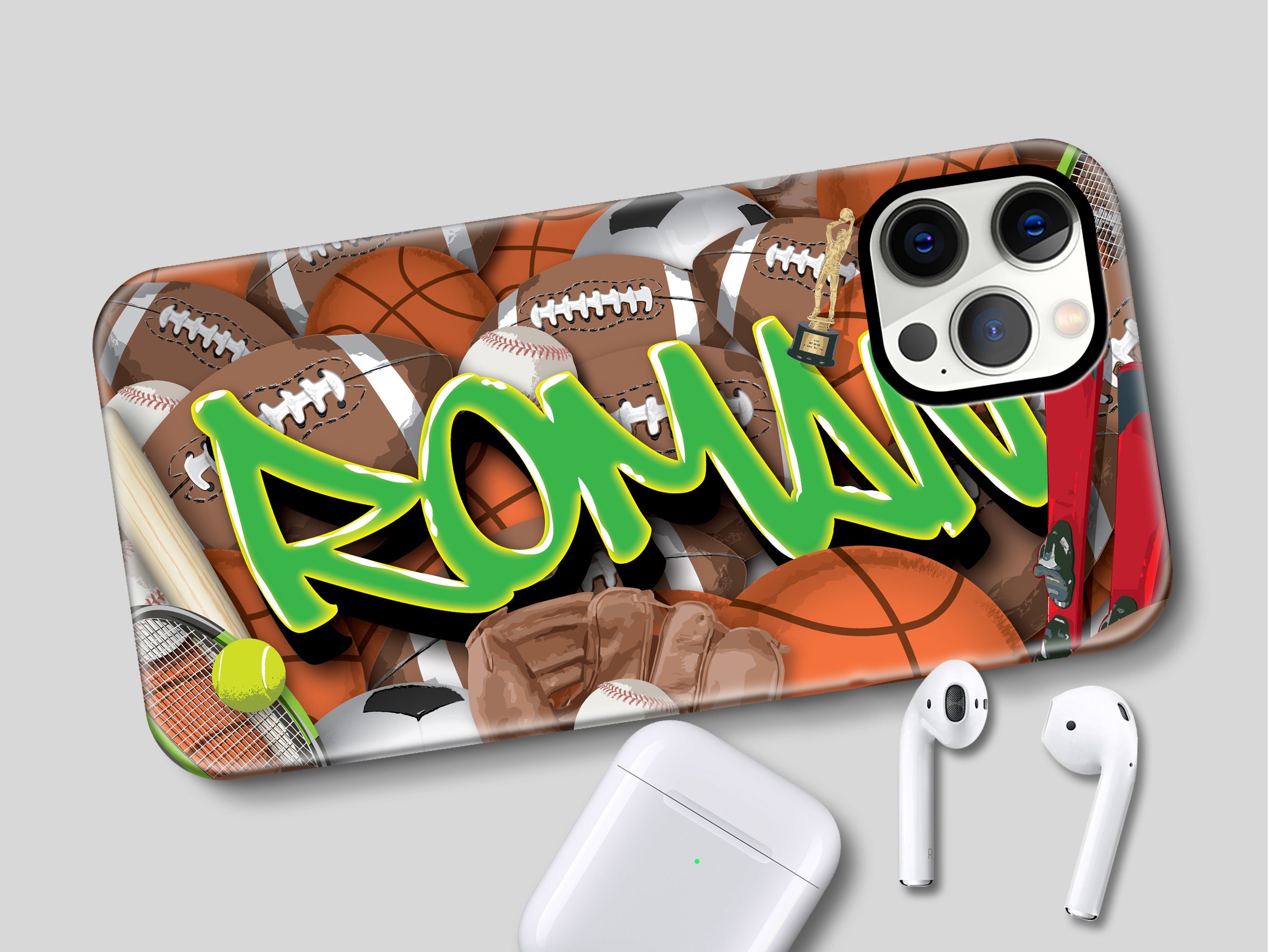 Graffiti Sports Name 3D Wrap Full Protection Gloss Phone Case Football ...