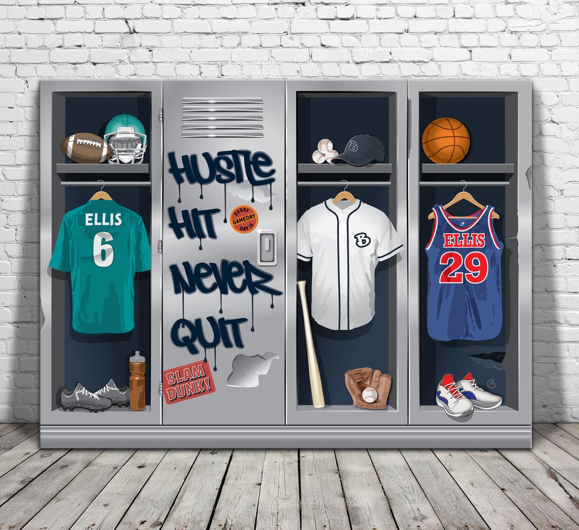 Custom Locker Sports Canvas Art Personalized Gift For Boys | Etsy