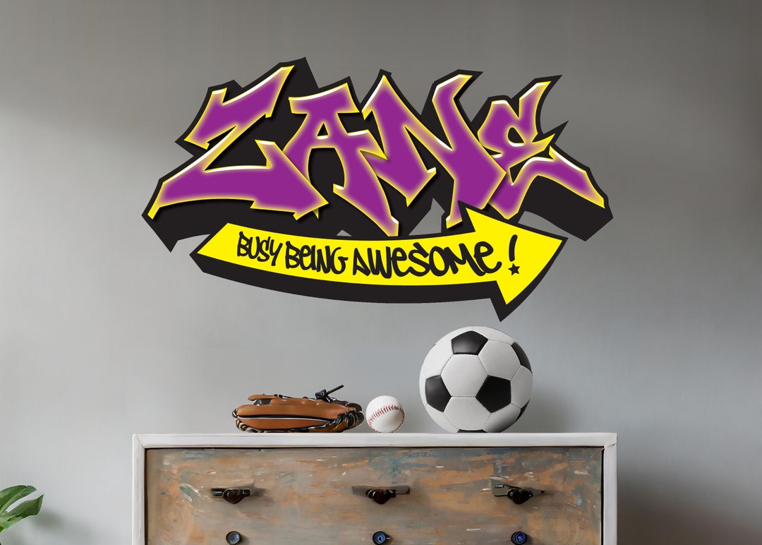Custom Graffiti Name and Tagline Wall Decal Art - Street Urban Large ...
