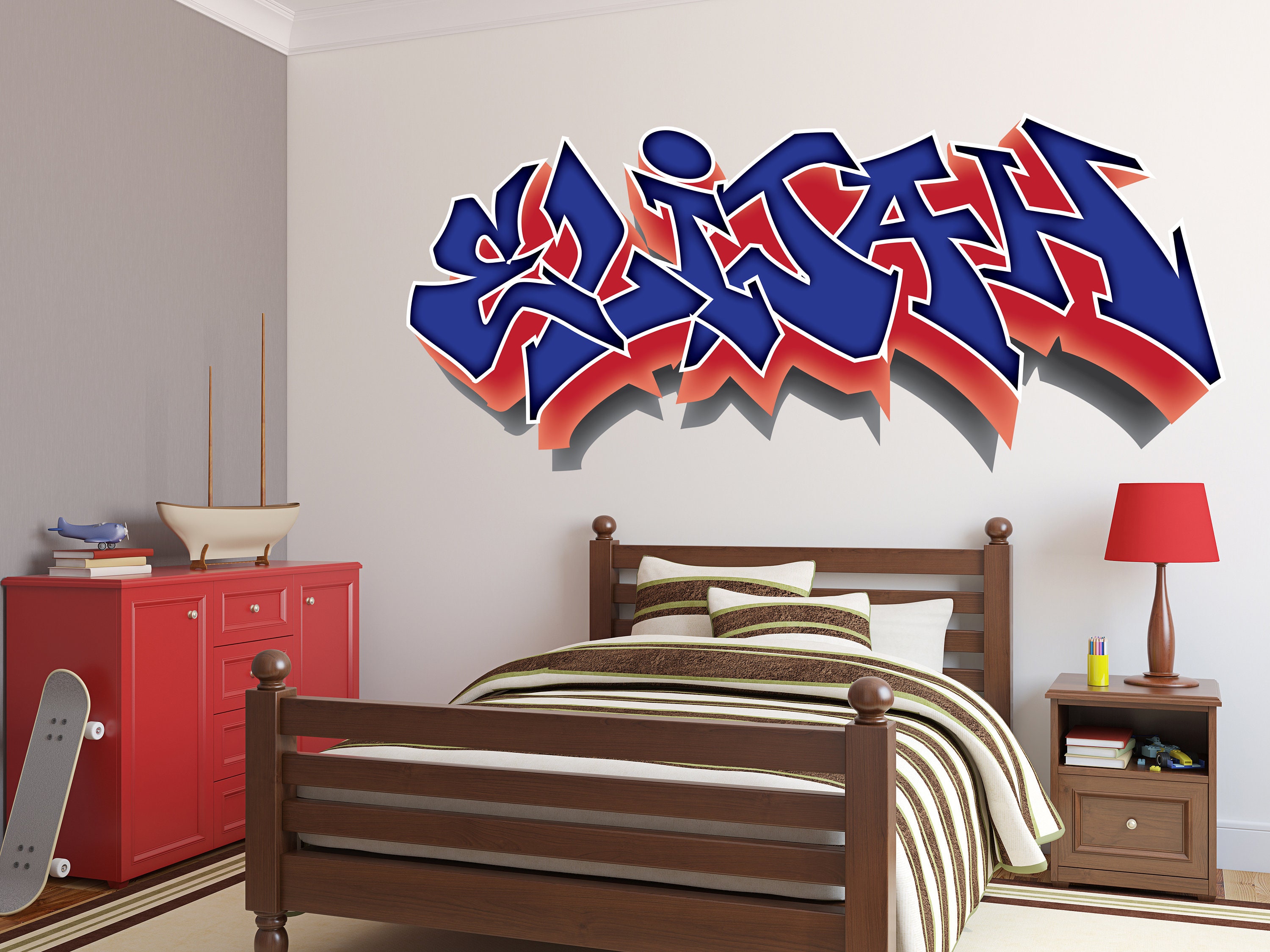 Colorful Custom Graffiti Name Wall Decal for Teen Boys Room Decor Art ...
