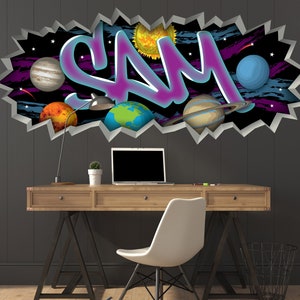 Outer Space Decals Galaxy Planets Graffiti Wall Art Custom Personalized ...