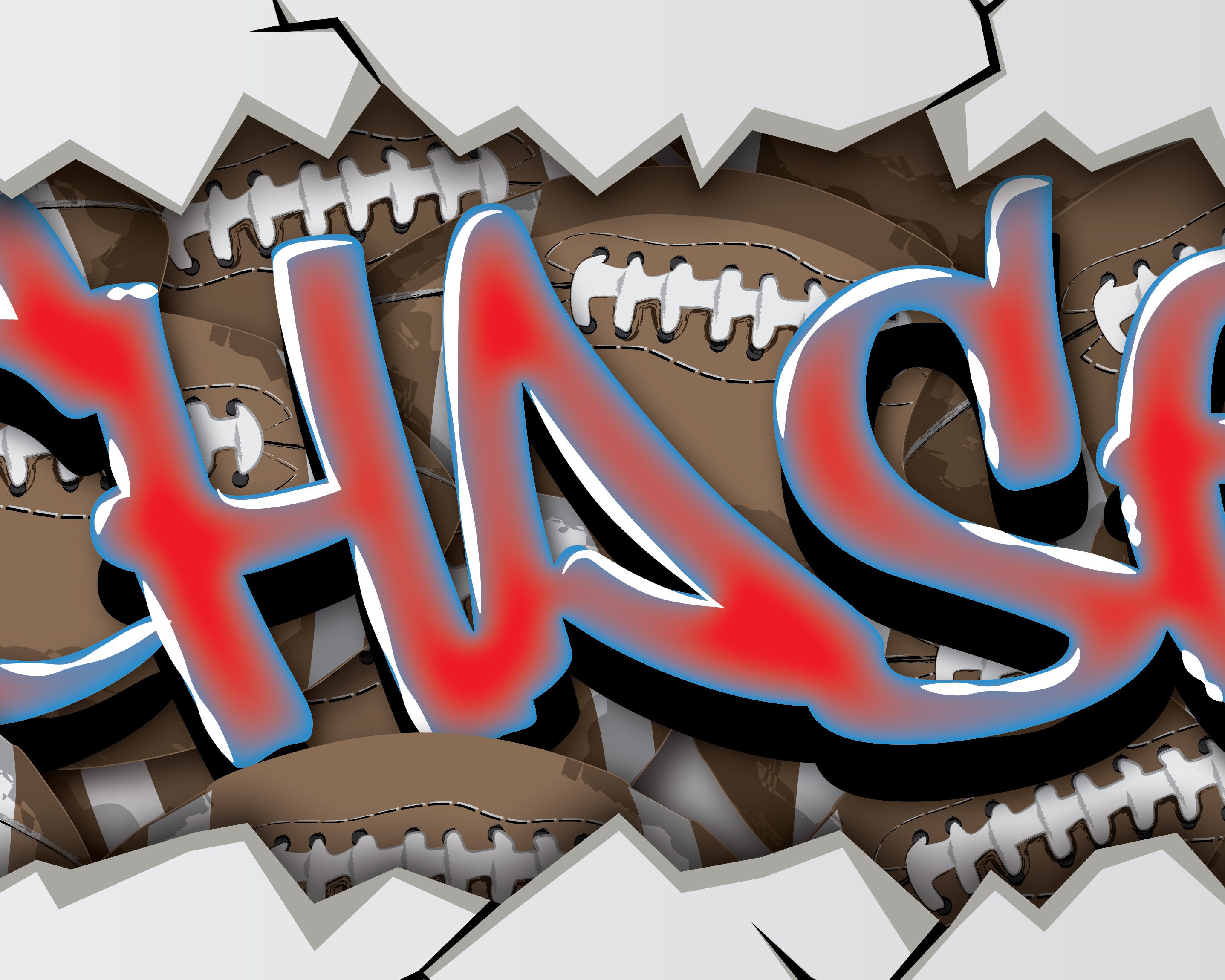 Football Graffiti Name Removable Wall Decal Art Sports Large | Etsy