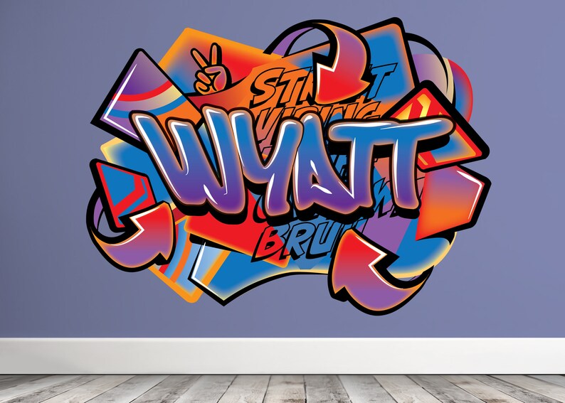 Graffiti Name Wall Decor Custom Boys Bedroom Graffiti Wall Murals ...