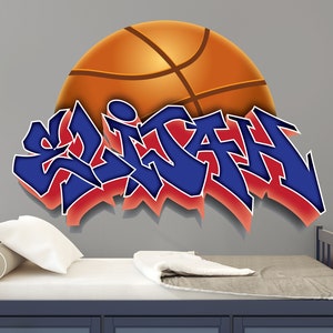 Graffiti Name Basketball Decal Wall Art Sports Large Sticker NBA Teams ...