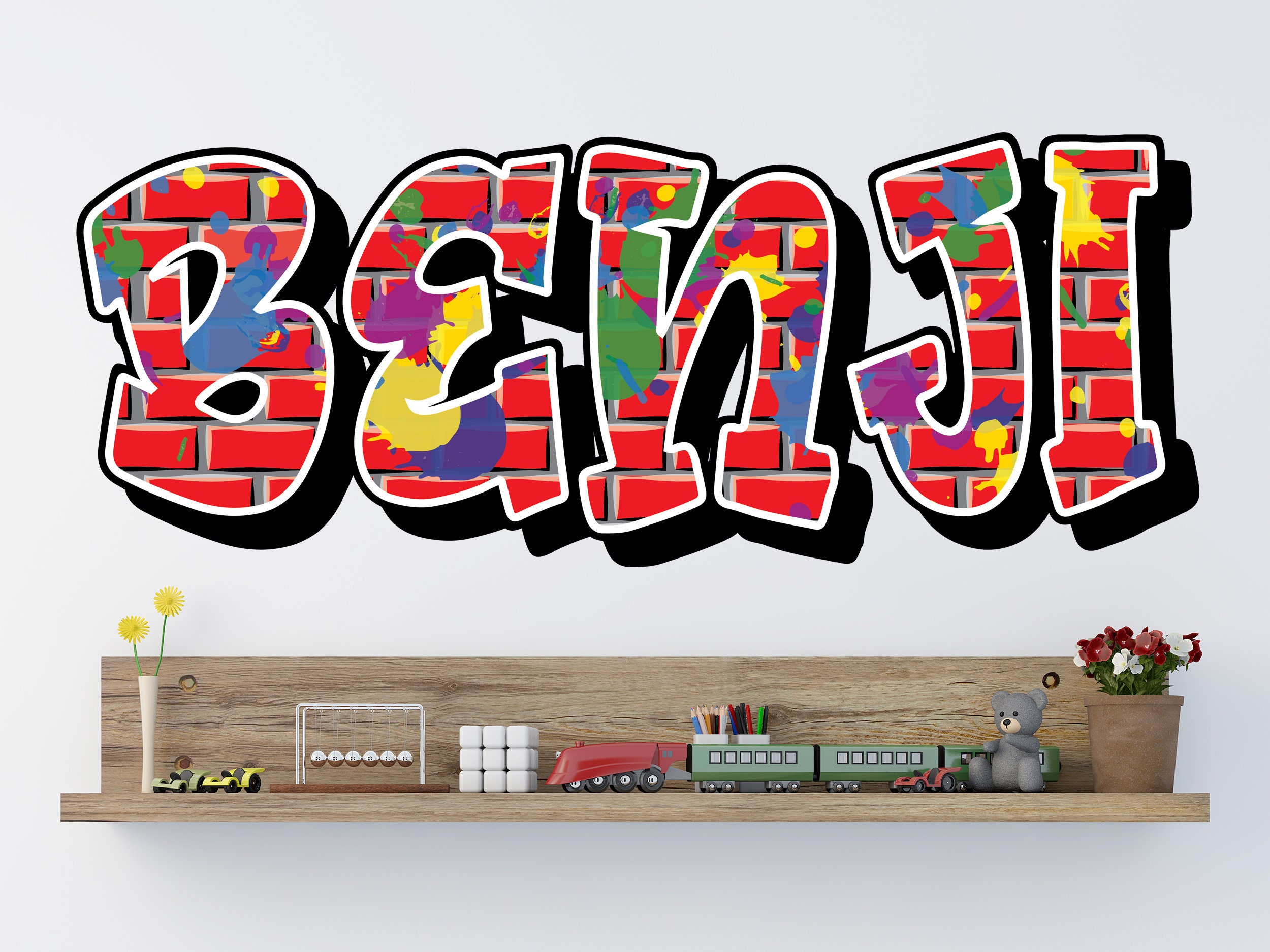 Custom Graffiti Brick Wall Name Decal for Nursery Decor Bomber Style ...