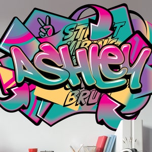 Graffiti Name Wall Decor Custom Boys Bedroom Graffiti Wall Murals ...
