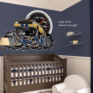 Drag Race Car Wall Decal Graffiti Name Personalized Boys Room Decor ...