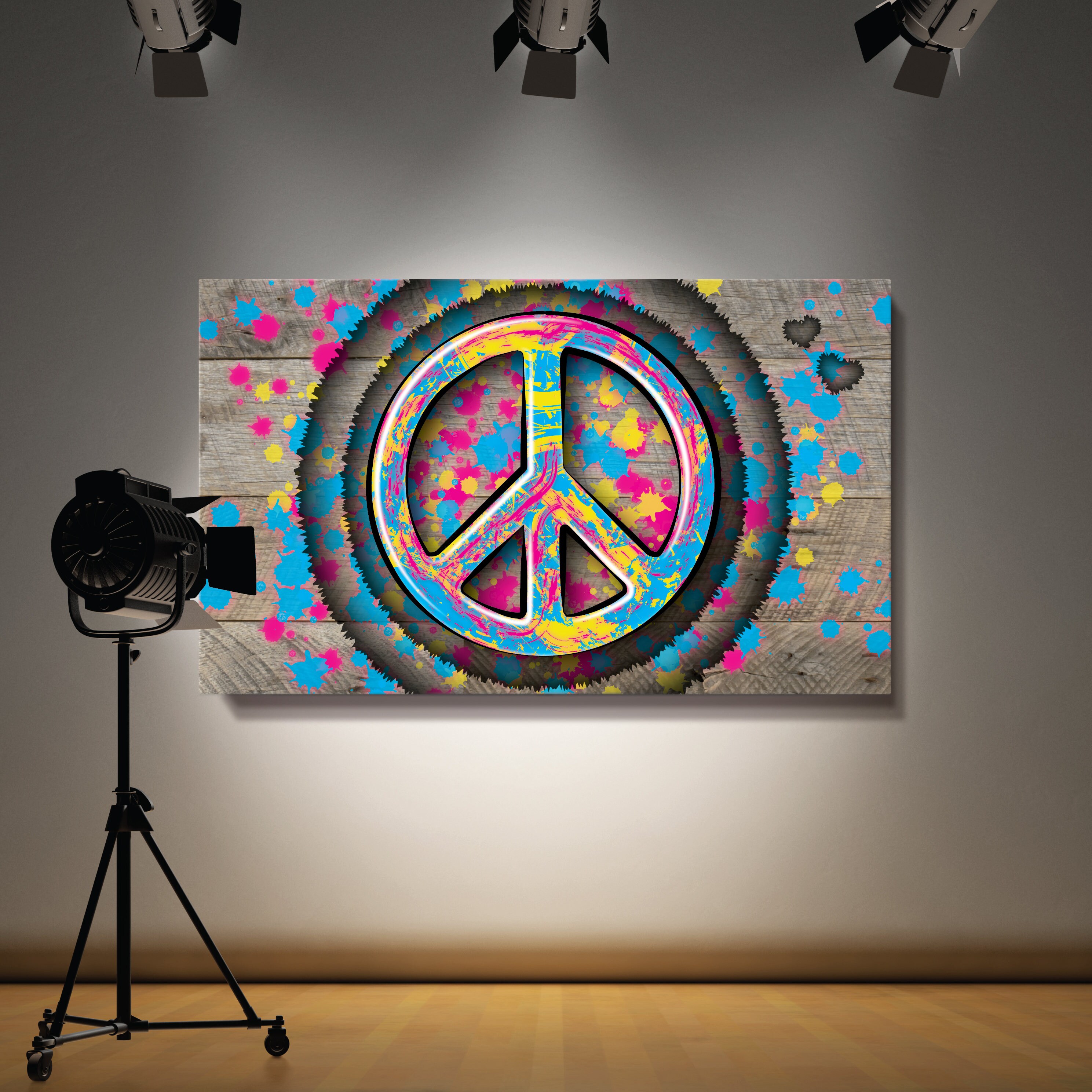 Custom Peace Sign Splatter Canvas Art Peace and Love Dorm | Etsy
