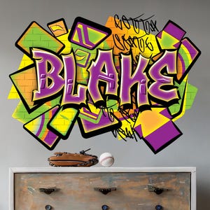 Personalized Graffiti Name Wall Decal: Custom Urban Art for Teen Rooms ...