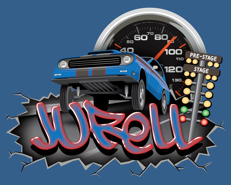 Drag Race Car Wall Decal Graffiti Name Personalized Boys Room | Etsy