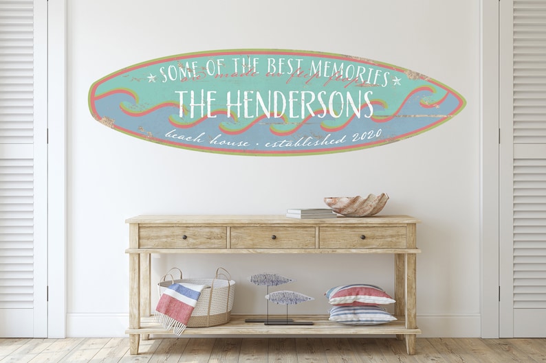 Surfboard Removable Wall Decal Custom Name Art Beach House - Etsy