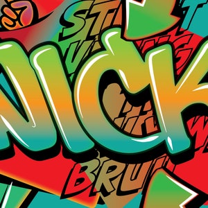 Graffiti Name Wall Decor Custom Boys Bedroom Graffiti Wall Murals ...