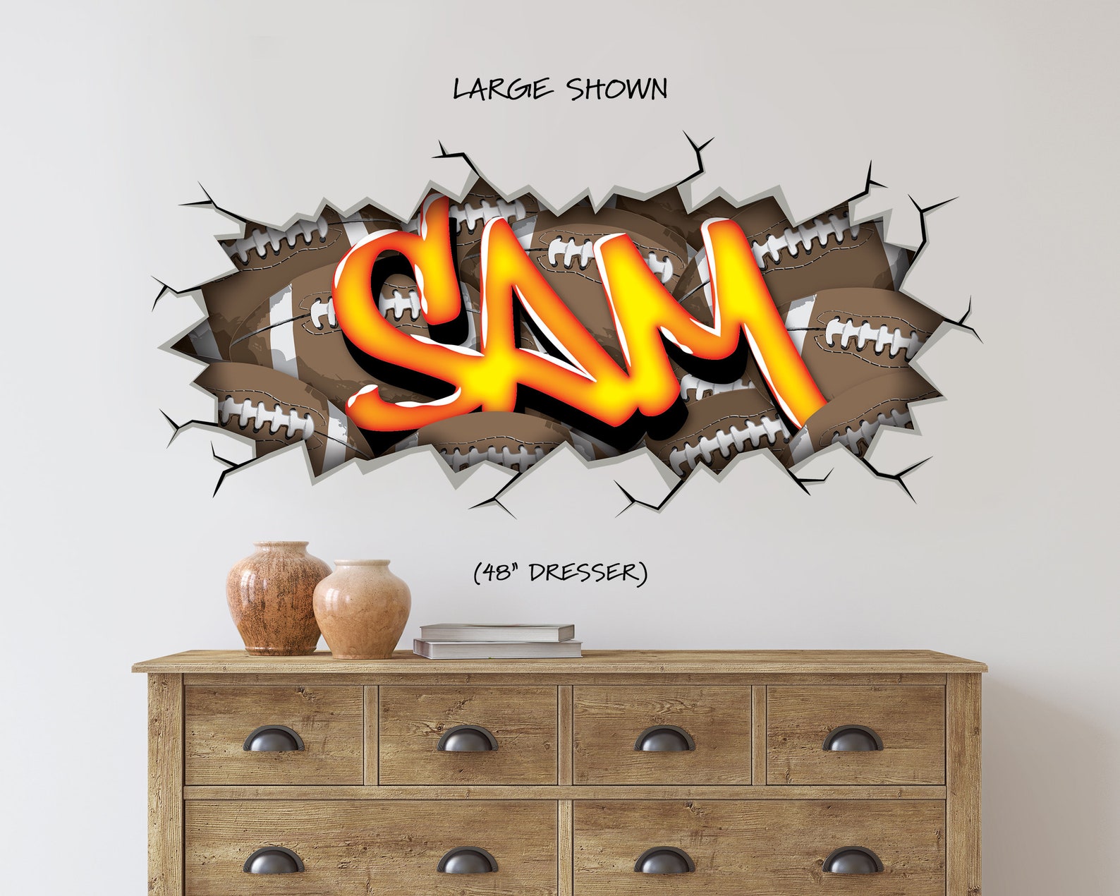 Football Graffiti Name Removable Wall Decal Art Sports Large | Etsy