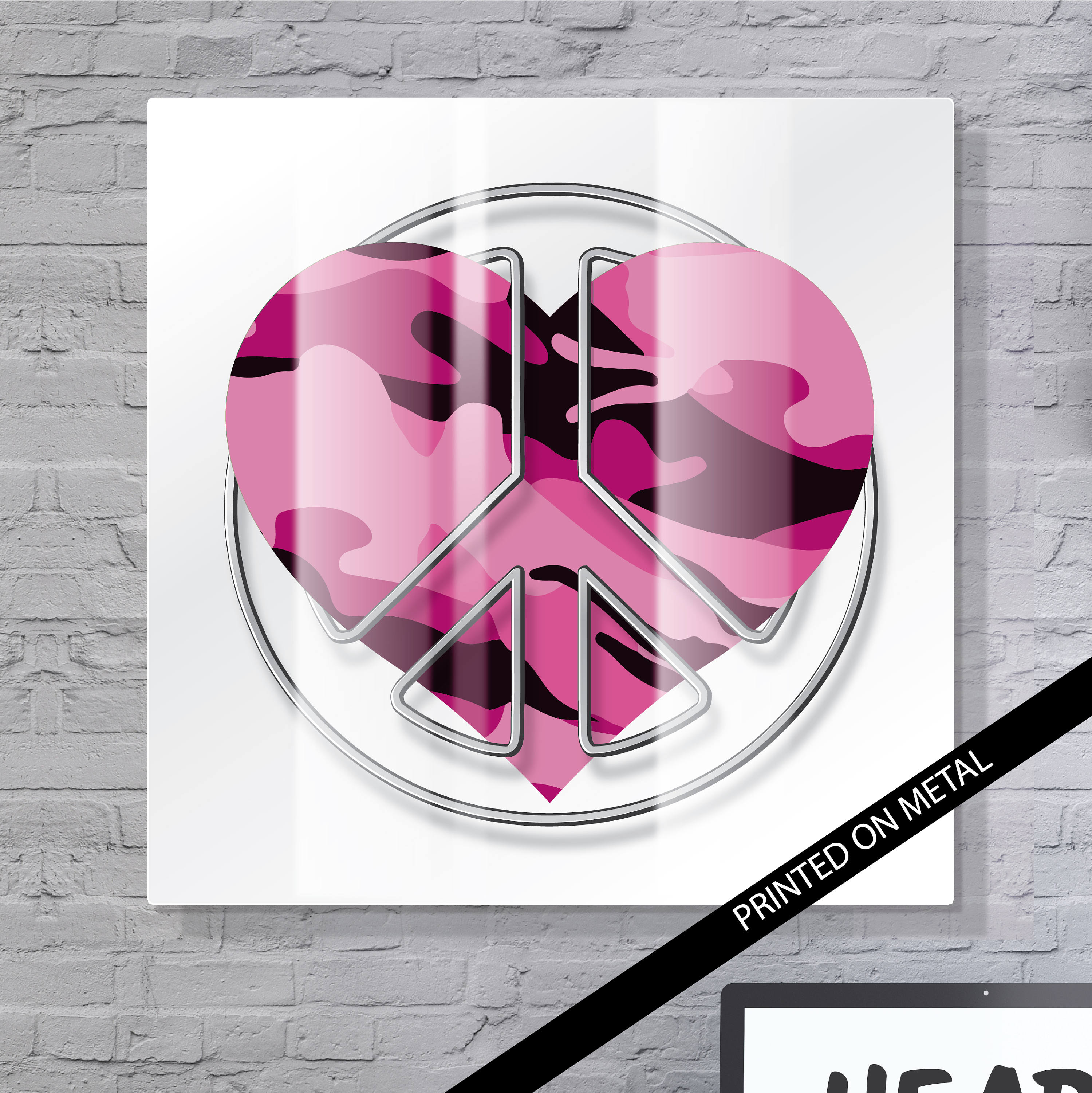 Custom Camo Metal Art Peace Sign Dorm Decor Gift for Her Heart | Etsy