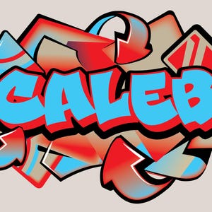 Personalized Graffiti Shapes Name Decal: Custom Kids Room Wall Art For ...