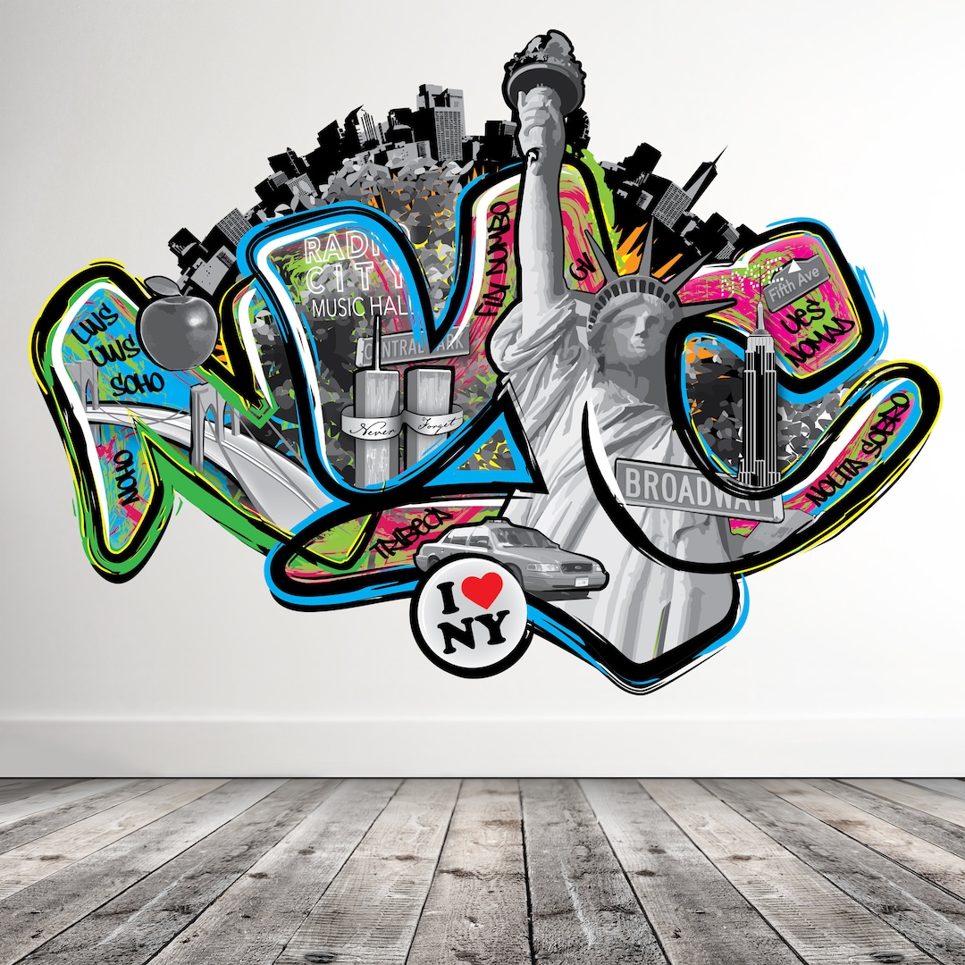 NYC Graffiti Wall Decal Modern Street Edgy Art Large Spray Paint ...