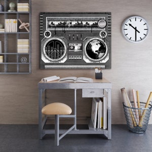 Boom Box Art Large Canvas Music Art Nostalgic Art Contemporary Art Home ...