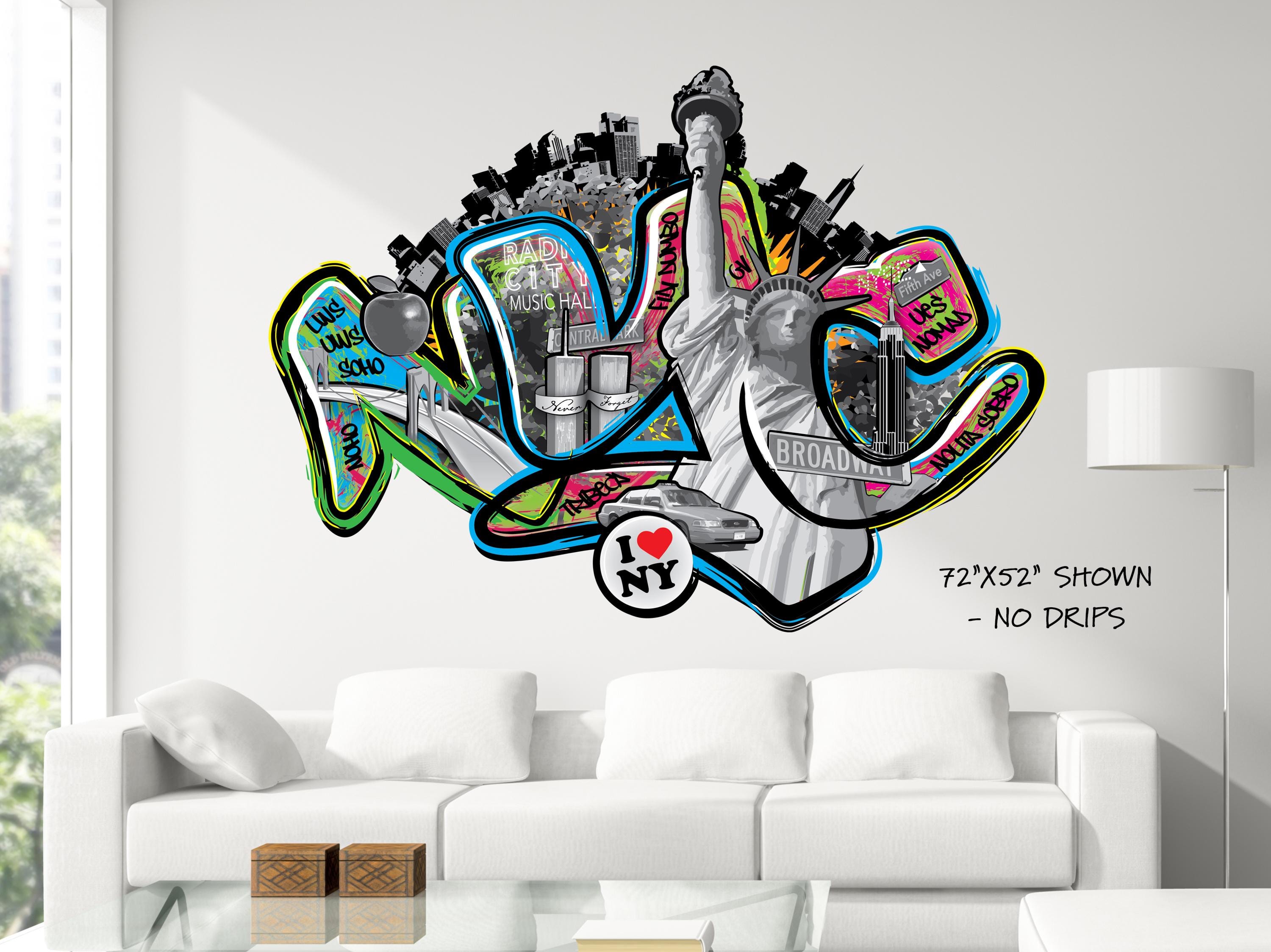 NYC Graffiti Wall Decal Modern Street Edgy Art Large Spray Paint ...