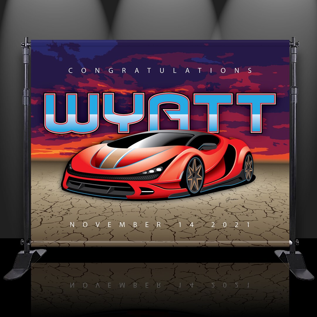 Custom Supercar Birthday Banner: Personalized Party Backdrop - Etsy