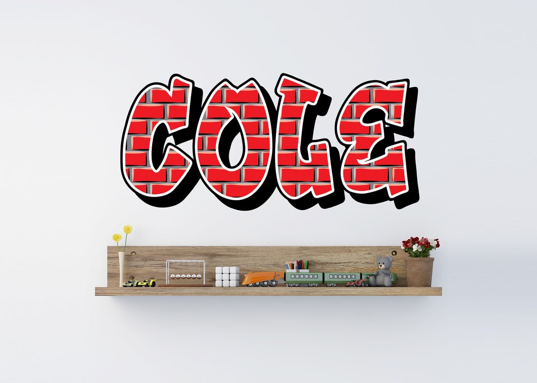 Custom Graffiti Brick Wall Name Decal for Nursery Decor Bomber Style ...