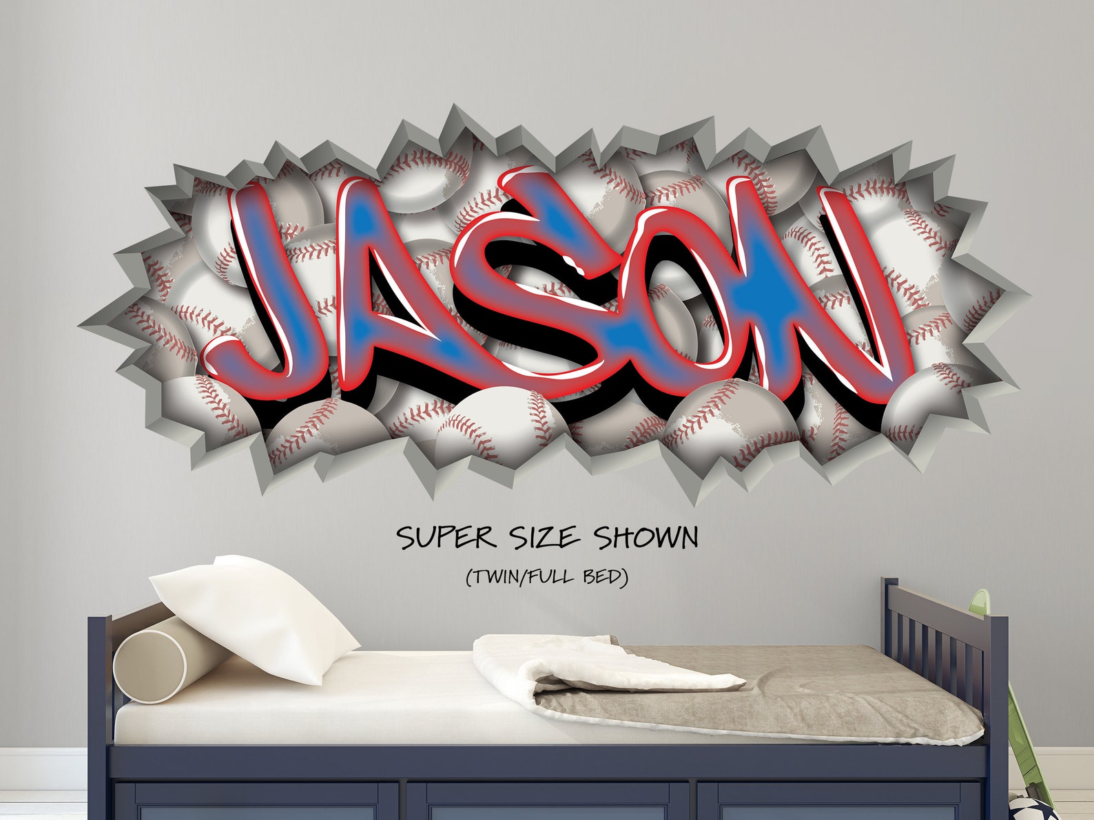 Original Baseball Art Graffiti Name Removable Wall Decal | Etsy