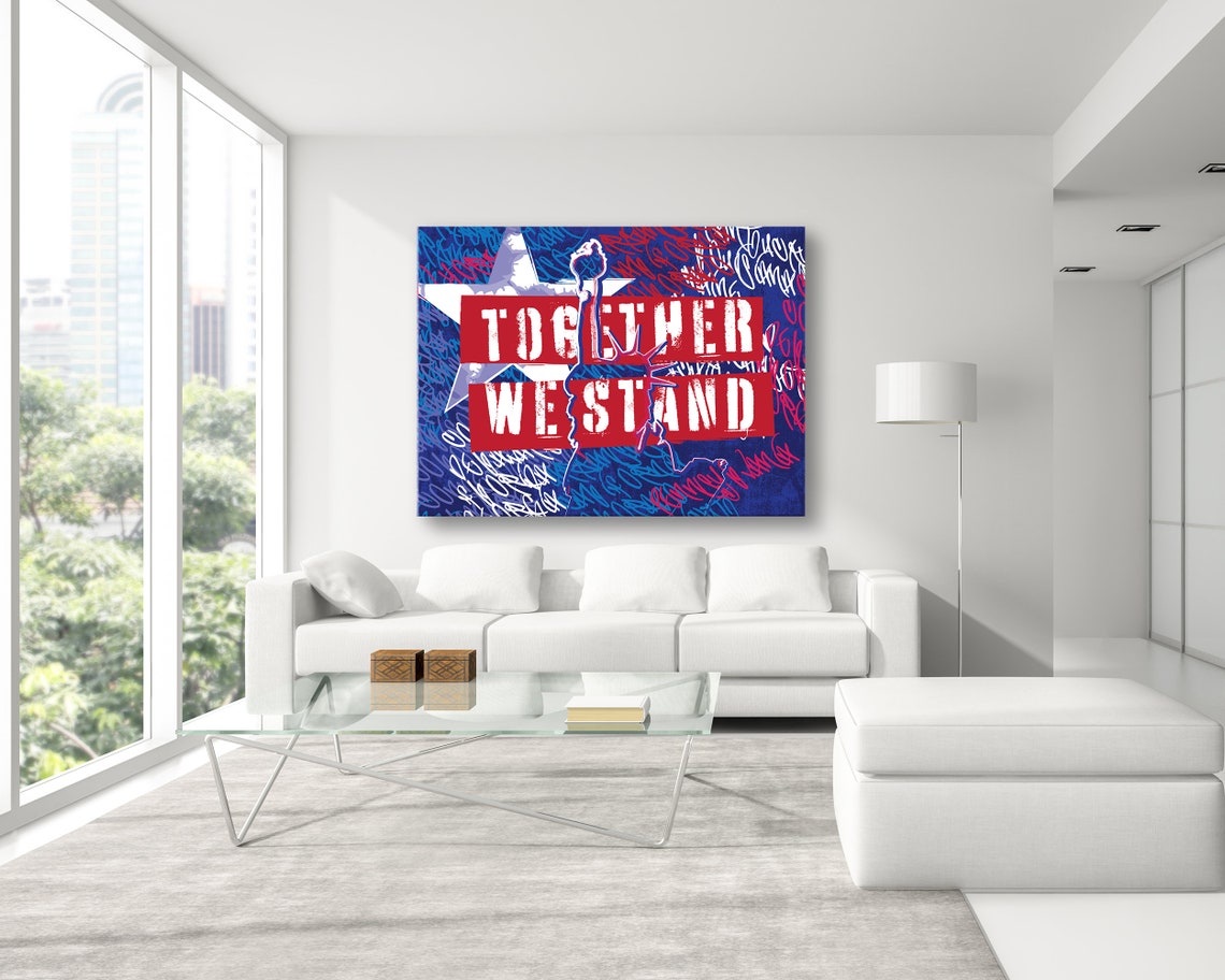 Together We Stand Graffiti USA Pop Art Canvas Living Room - Etsy
