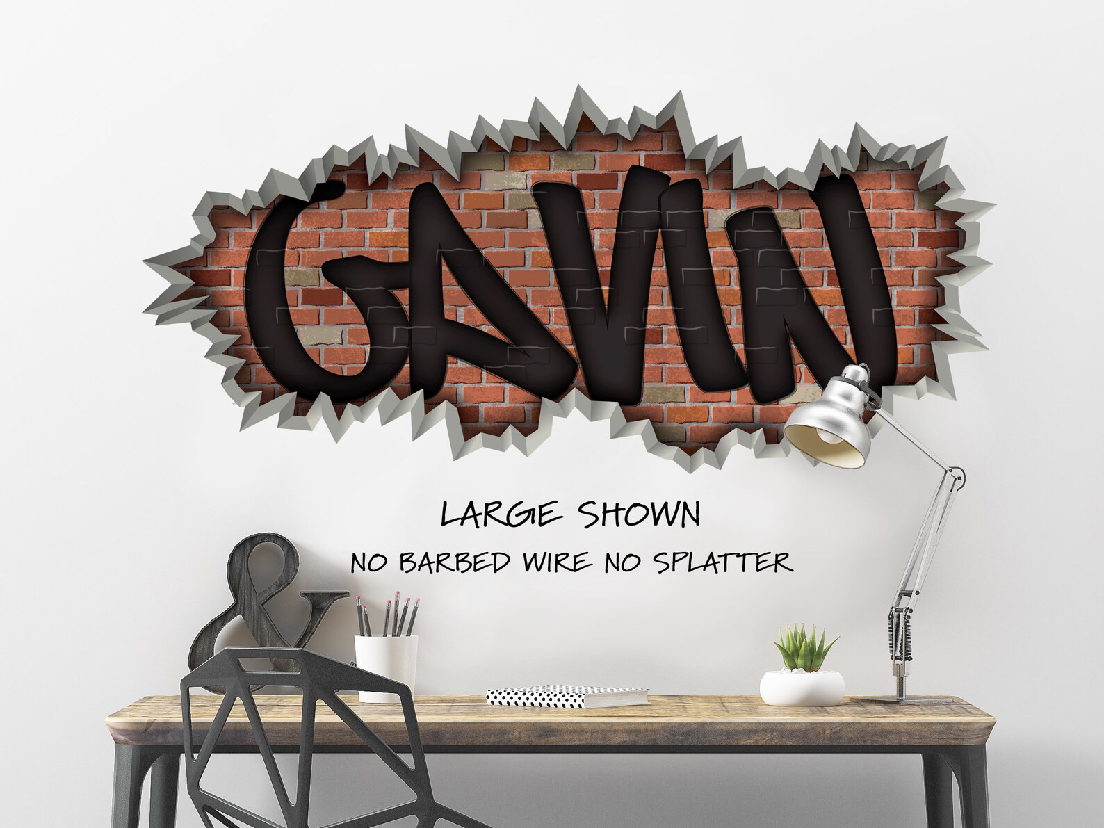 Graffiti Brick Barbed Wire Name Wall Decal Custom Name Art Street Urban ...
