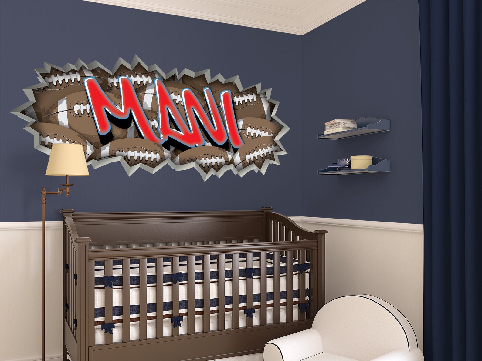 Football Graffiti Name Removable Wall Decal Art Sports Large Sticker ...