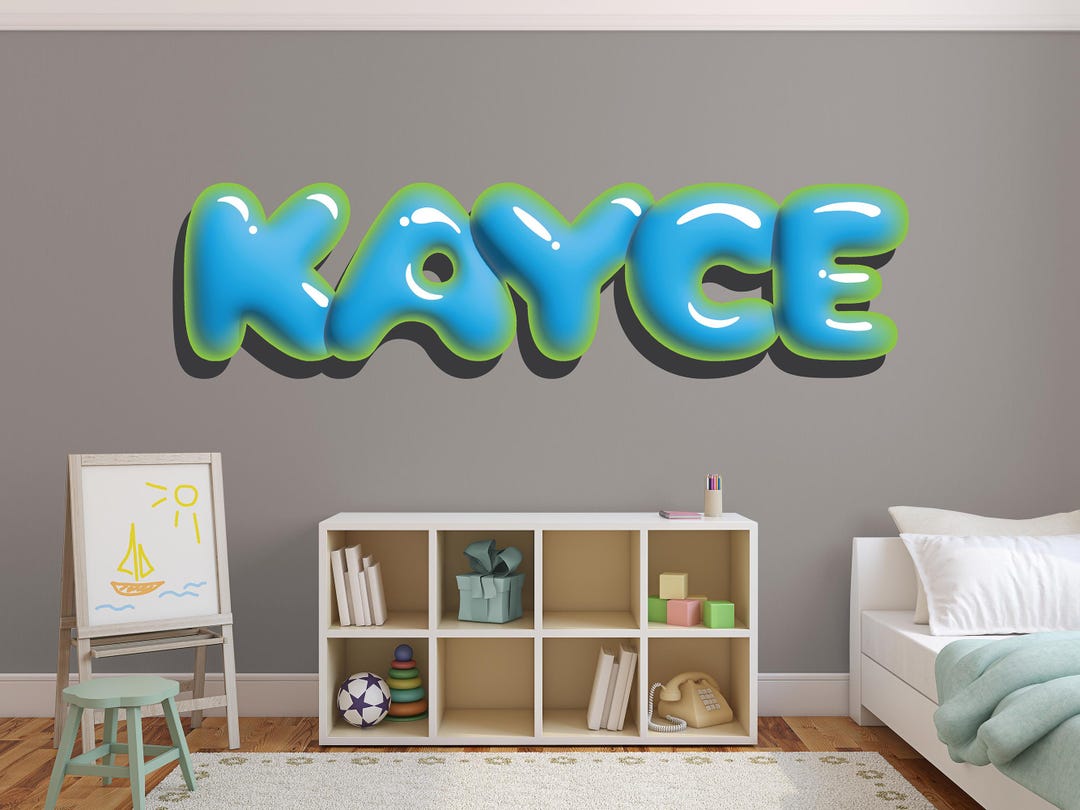 Bubble Kids Name Decal Custom Color Wall Decor With Shadow Large ...