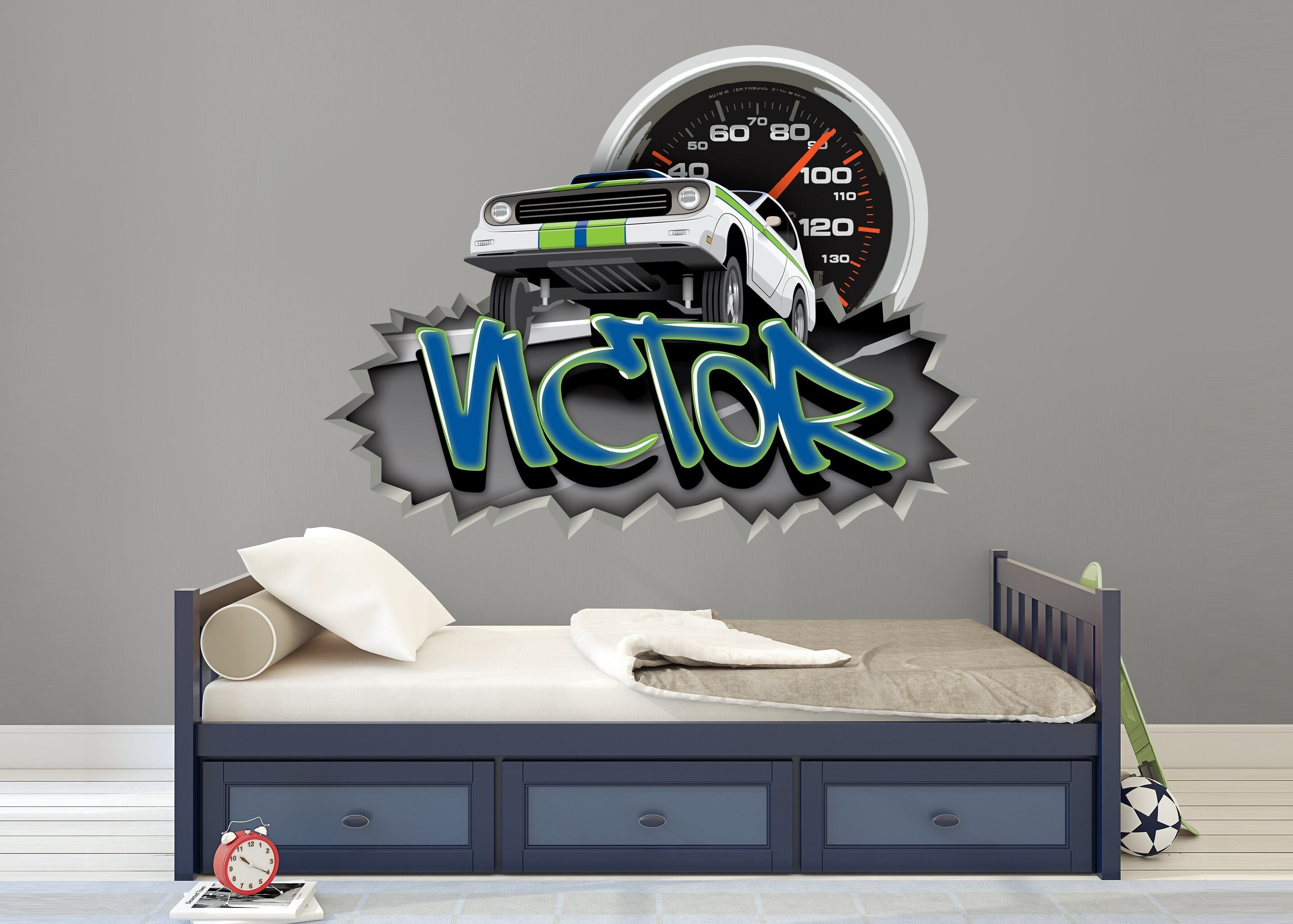 Personalized Drag Race Car Wall Decal: Boys Room Graffiti Decor - Etsy