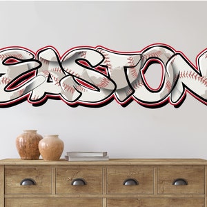 Name Baseball Removable Wall Decal Custom Name Art Graffiti Large ...