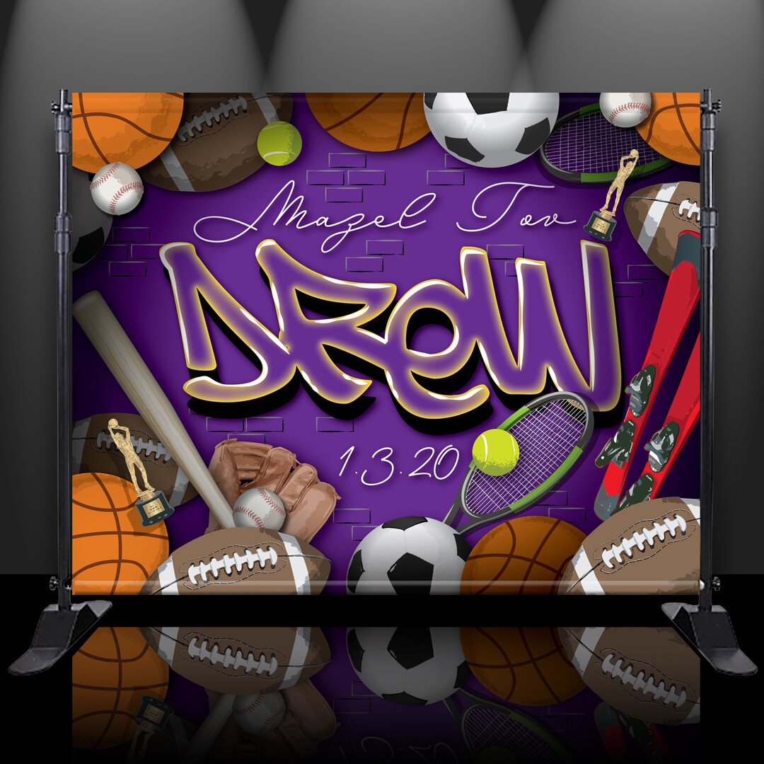 Celebration Sports Custom Birthday Party Backdrop Sports Themed Bar ...
