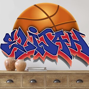 Graffiti Name Basketball Decal Wall Art Sports Large Sticker NBA Teams ...