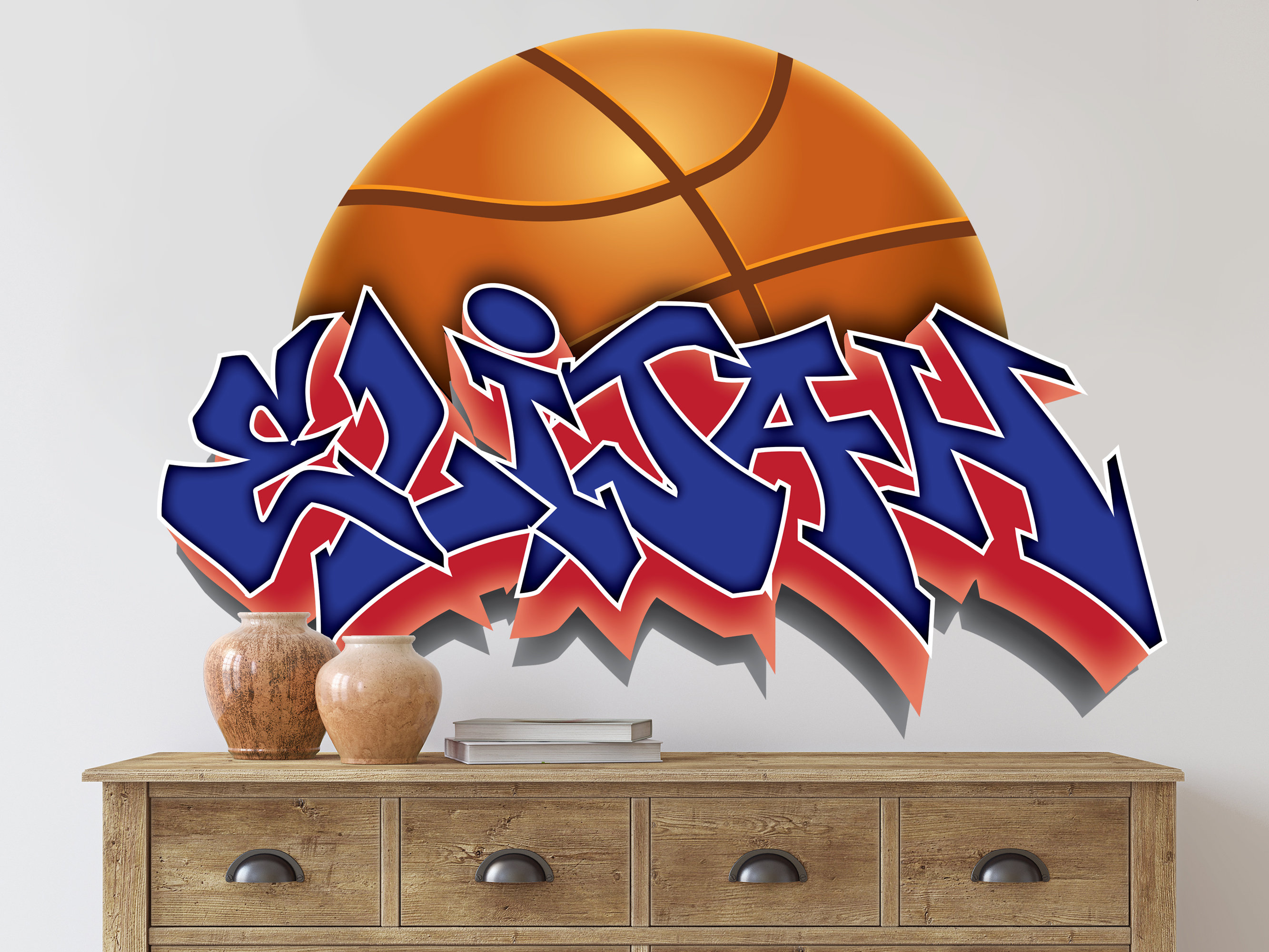 Graffiti Name Basketball Decal Wall Art Sports Large Sticker NBA Teams ...