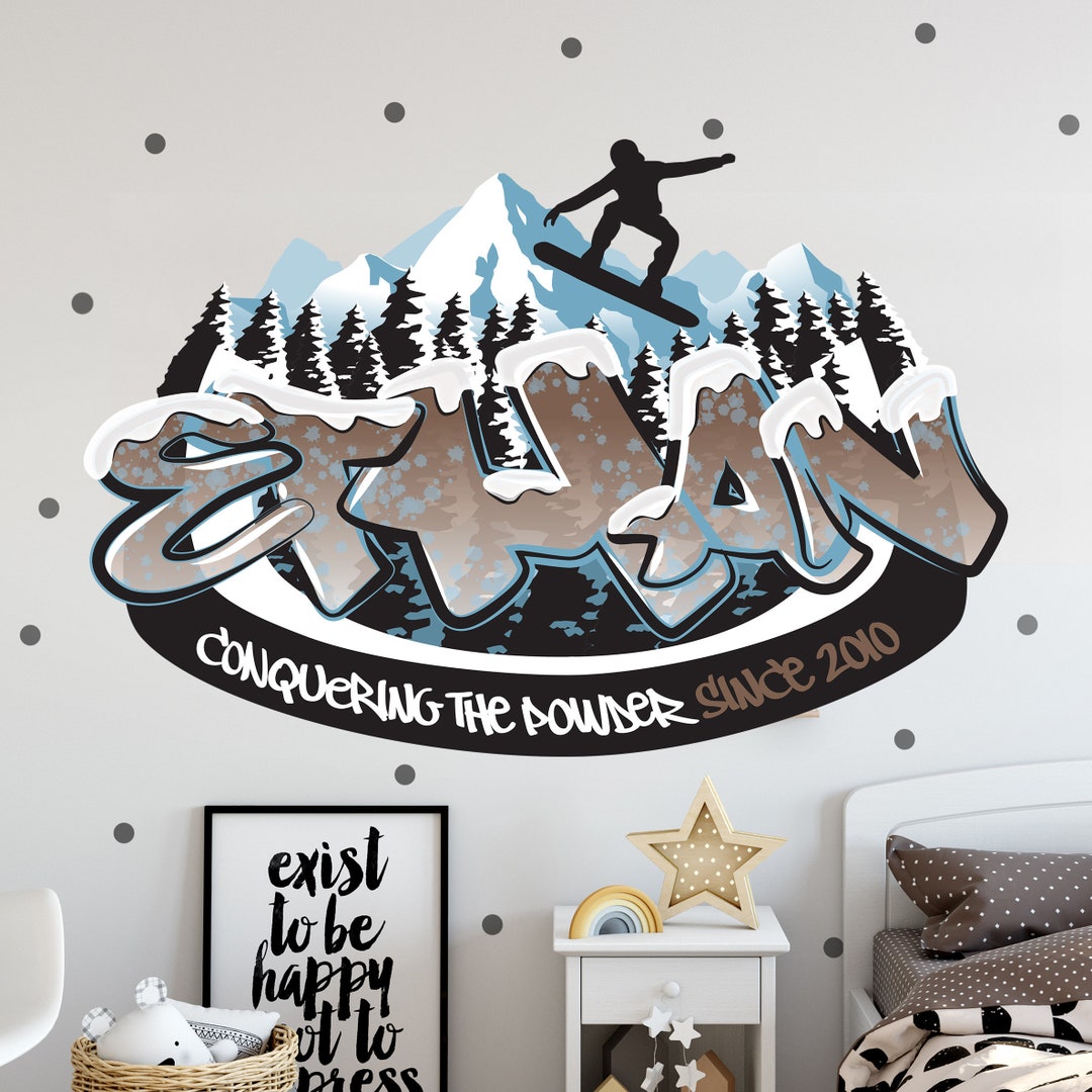 Custom Graffiti Snowboarding Wall Decal: Winter Sports Art, Boys Room ...