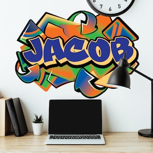 Personalized Graffiti Shapes Name Decal: Custom Kids Room Wall Art For ...