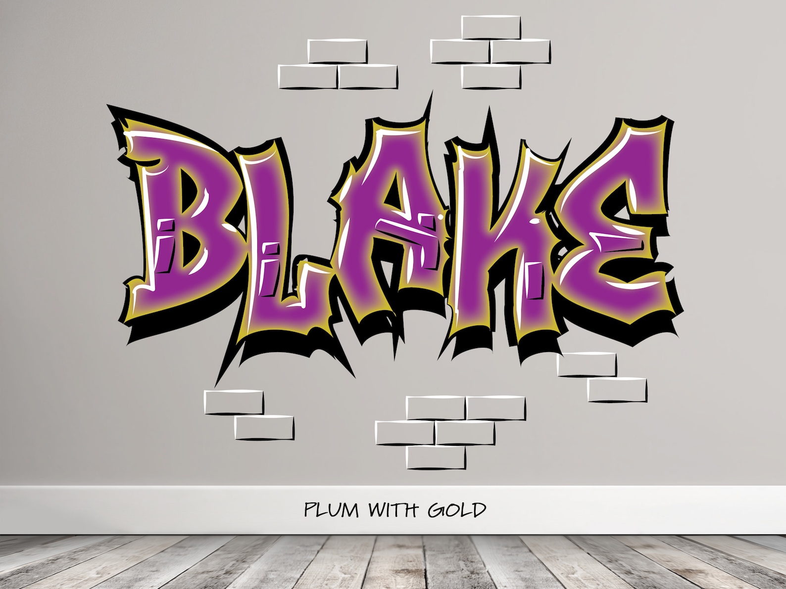 Graffiti Name Removable Brick Wall Decal Custom Color Large Graffiti ...