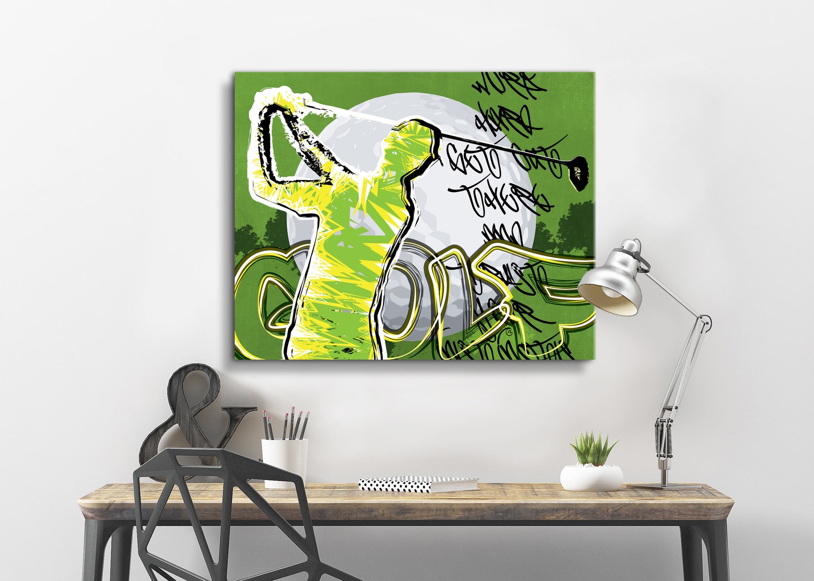 Golf Graffiti Wall Art Large Sports Canvas Room Decor Boys Art Man Cave ...